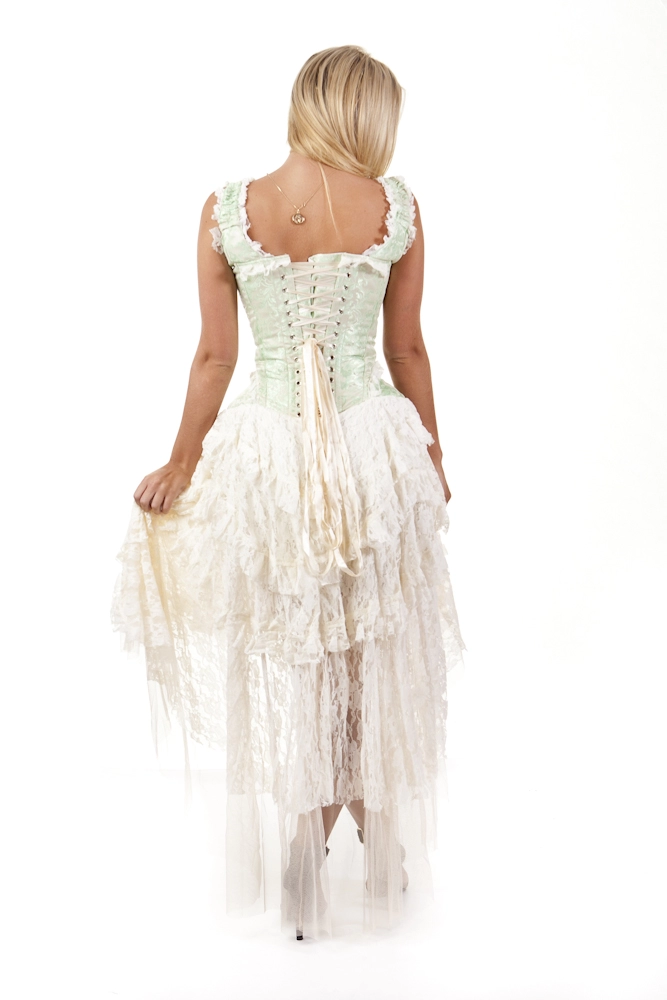 Ophelie maxi corset dress in baby blue king brocade | Dresses | UK ...