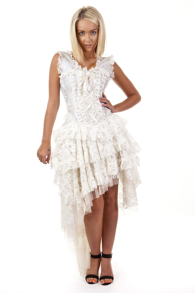 Ophelie burlesque corset dress in red king brocade | Dresses | UK ...